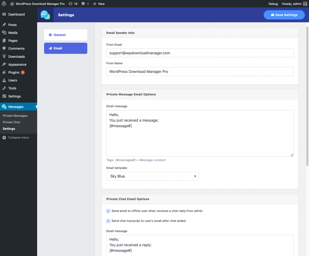 WordPress Private Message - WordPress Download Manager