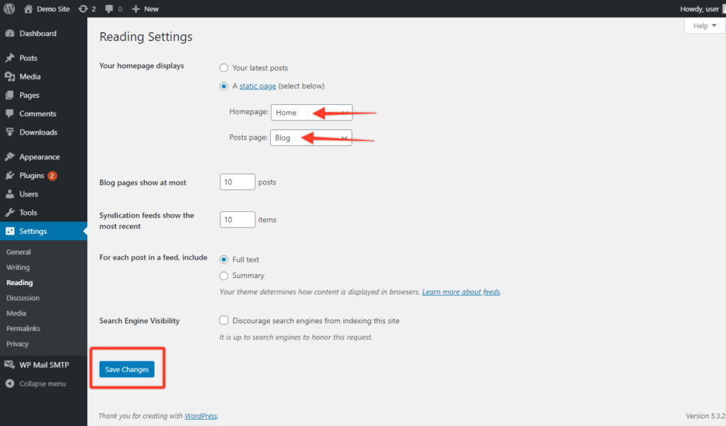 How To Set Static Front Page In WordPress? - WordPress Download Manager